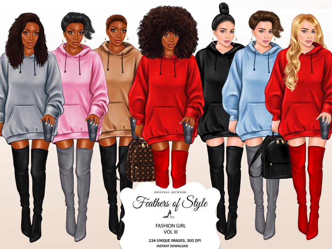 Fashion Girl Clipart, Fashion Woman Clipart, City Girl Clipart ...