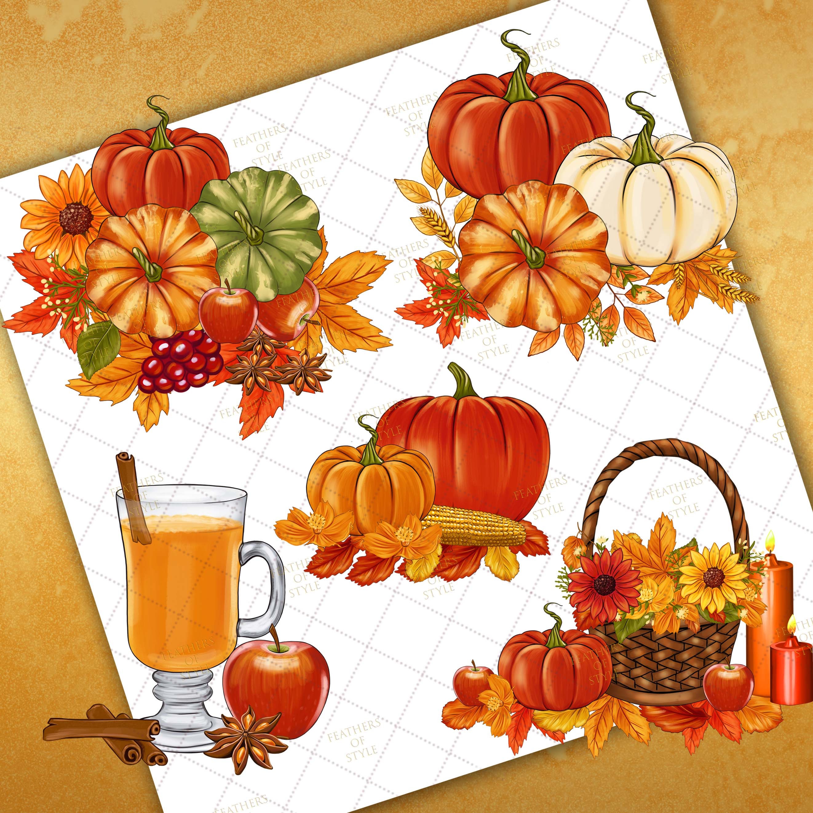 Fall Clipart Autumn Clipart Fall Planner Pumpkins Clipart - Etsy