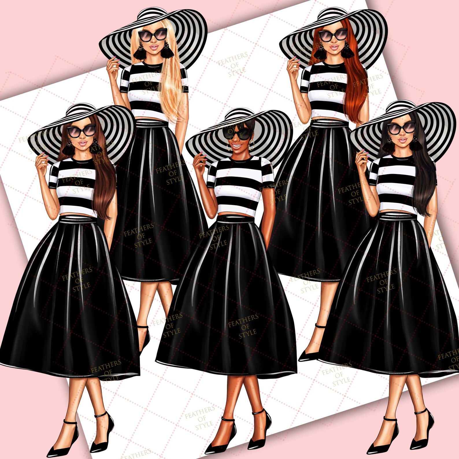 Fashion Girls Clipart, Women in Black Clipart, Little Black Dress ...