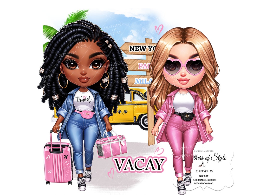 Travel Chibi Doll Clipart, Jeans Chibi Doll Png, Denim Chibi Girl ...