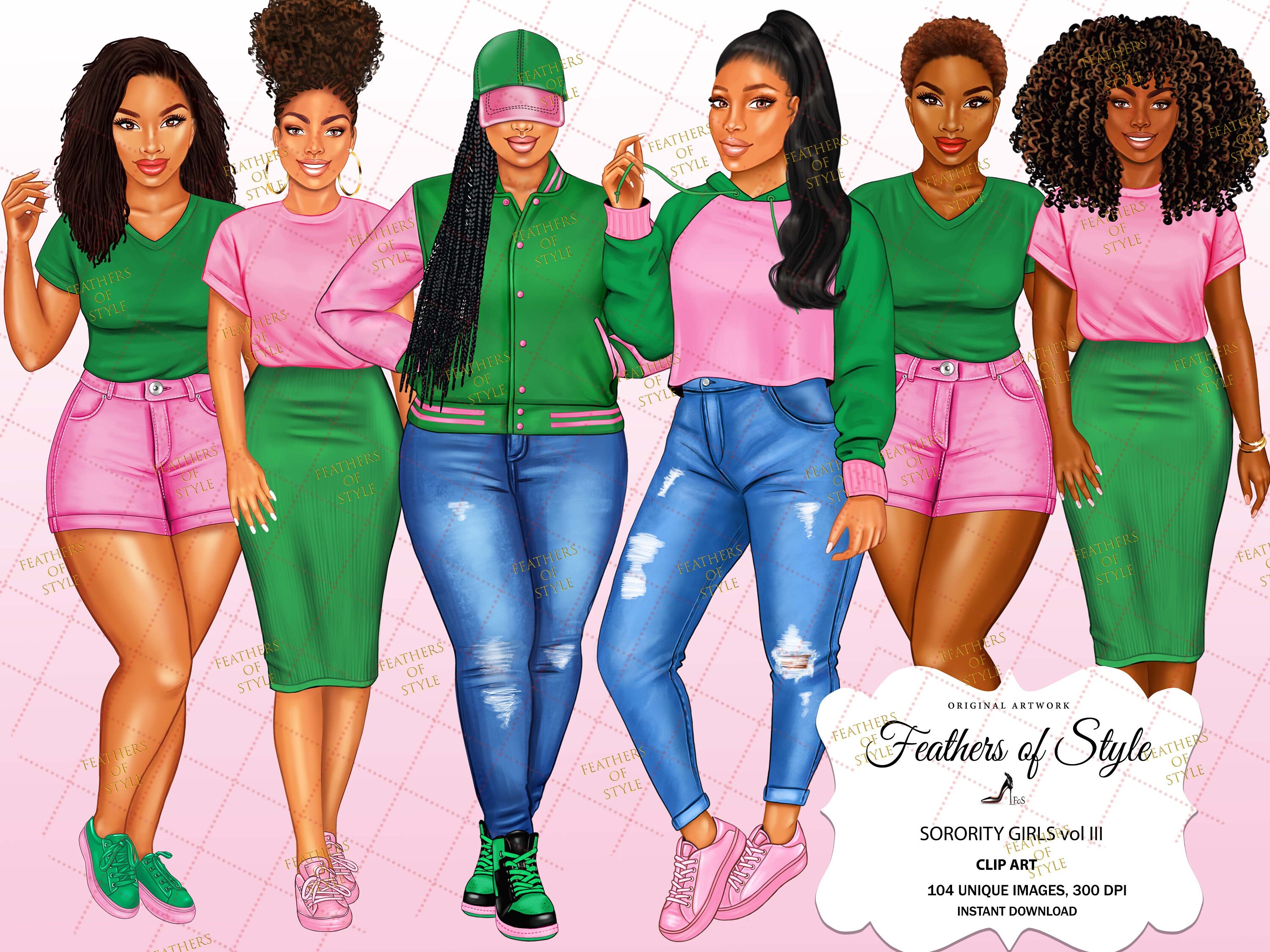 Sorority Clipart Sisterhood Clipart Afro Girls Clipart Girl - Etsy Finland