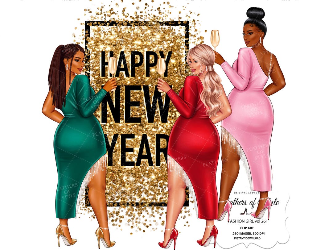 NYE Clipart, New Year Party Clipart, Happy Birthday Girl Clipart, Party ...