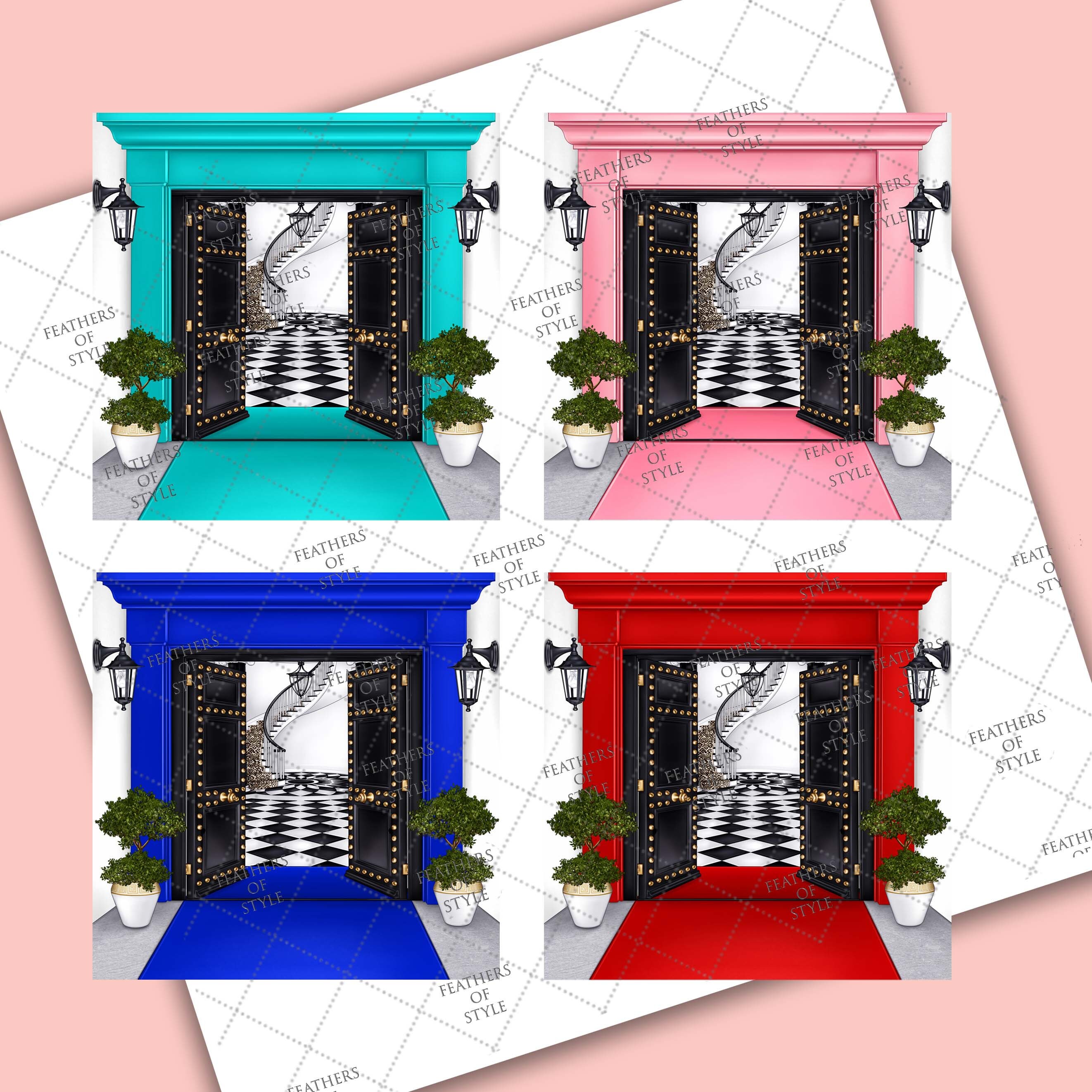 Door Scene Front Door Scene Front Door Illustration Door | Etsy