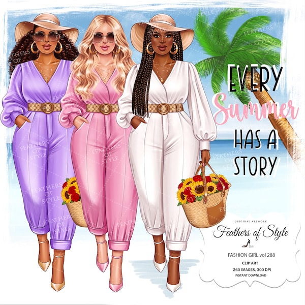 Beach Girls Clipart - Etsy