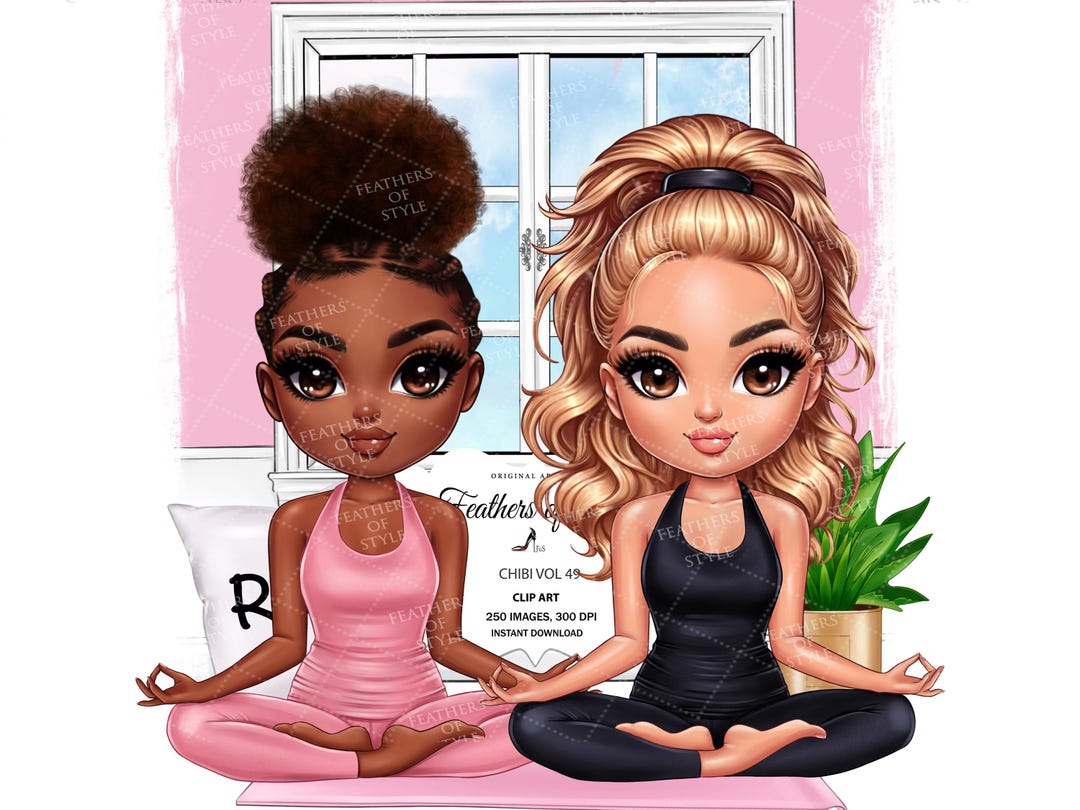 Yoga Chibi Clipart, Yoga Clipart, Boss Chibi Doll Clipart, Chibi Girl ...