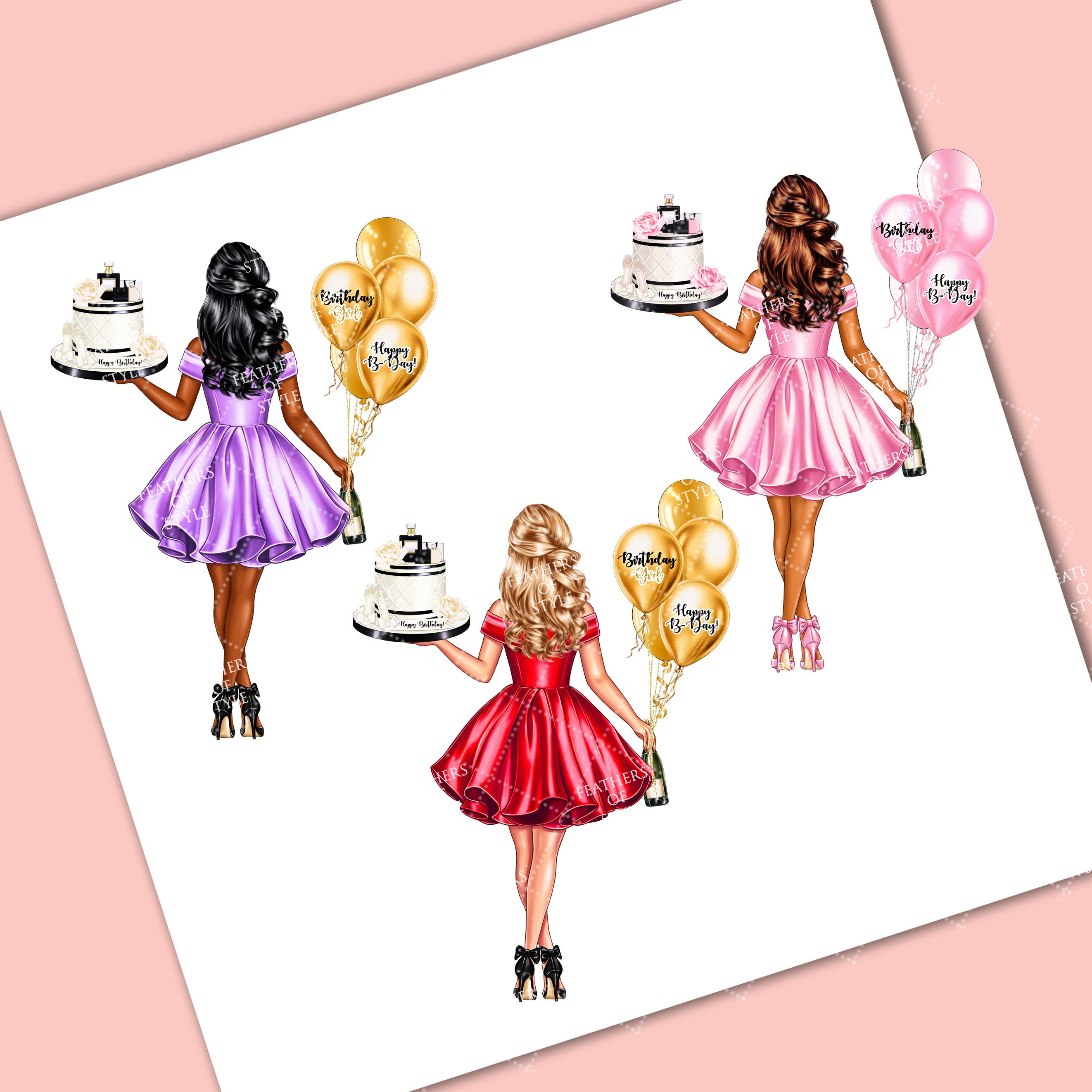 Birthday Girl Clipart, Party Girl Clipart, NYE Girl Clipart, Boss Babe ...