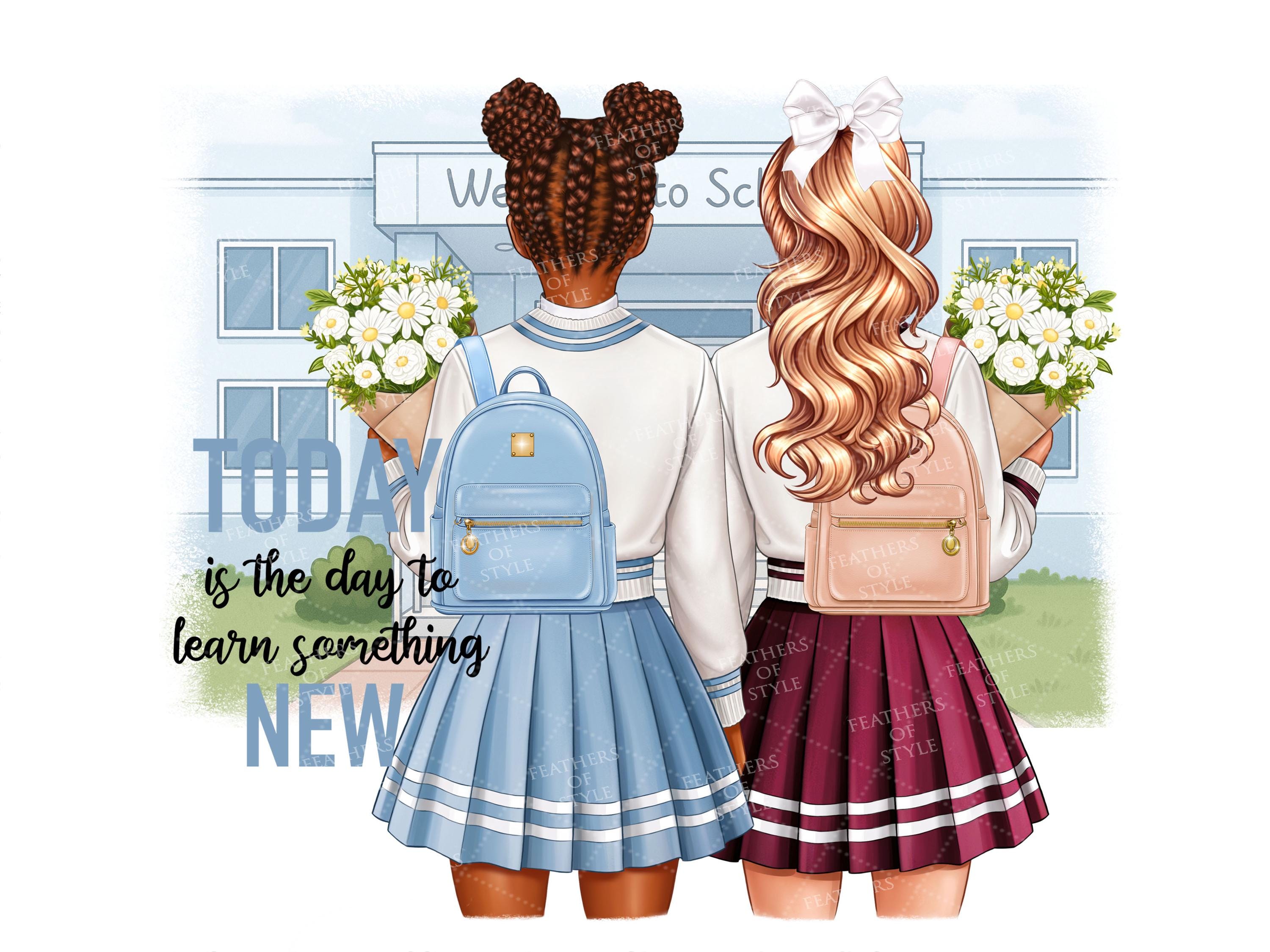 School Girl Clipart, Student Girl Clipart, Back to School Clipart ...