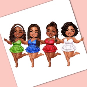 Summer Chibi Doll Clipart, Beach Chibi Doll Clipart, Vacation Chibi ...