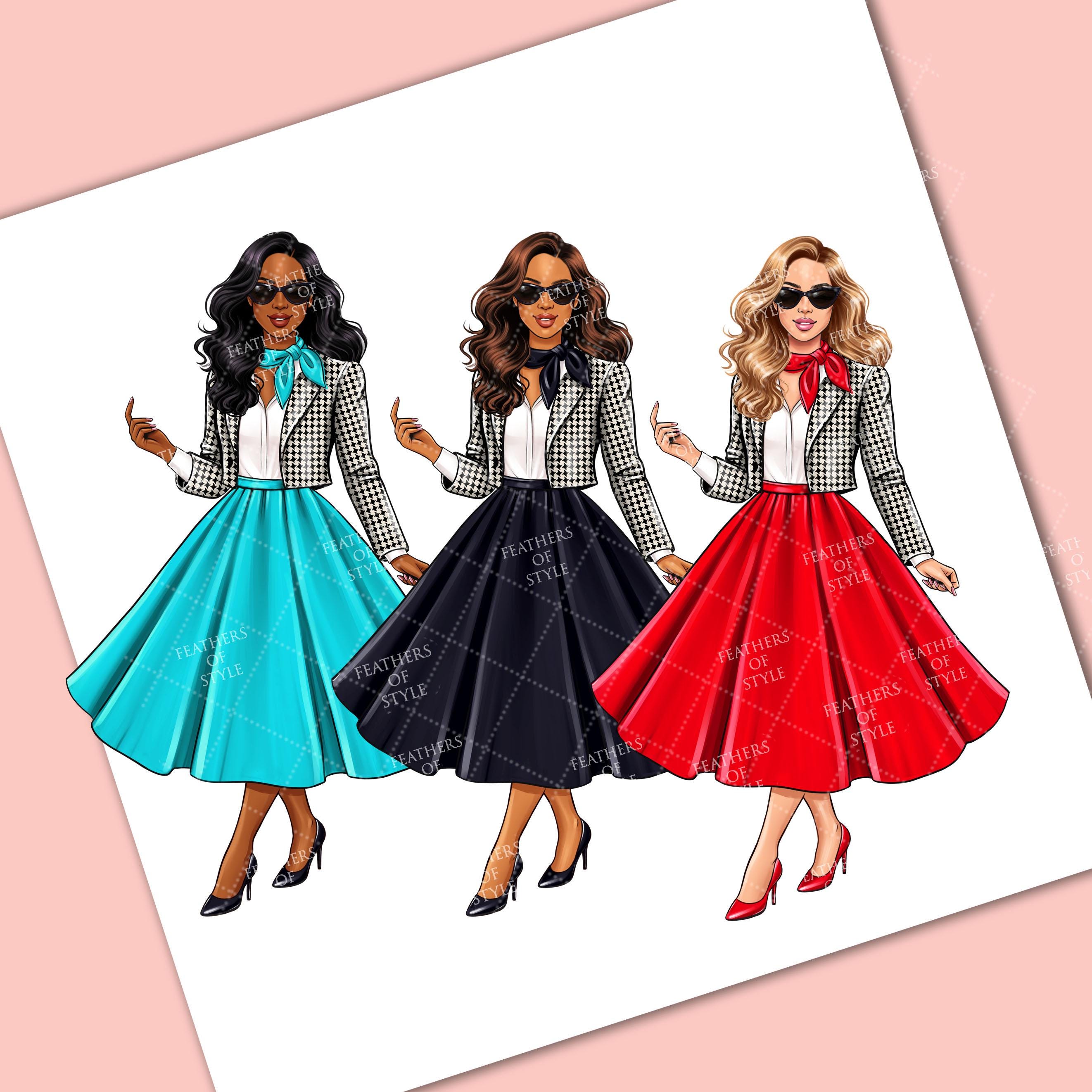 Paris Girls Clipart, Paris Travel Clipart, Spring Fashion Clipart ...