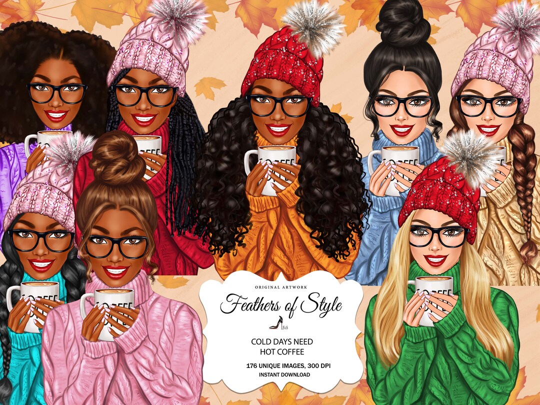 Winter Clipart, Winter Girl Clipart, Fashion Girls Clipart, Fashionable ...