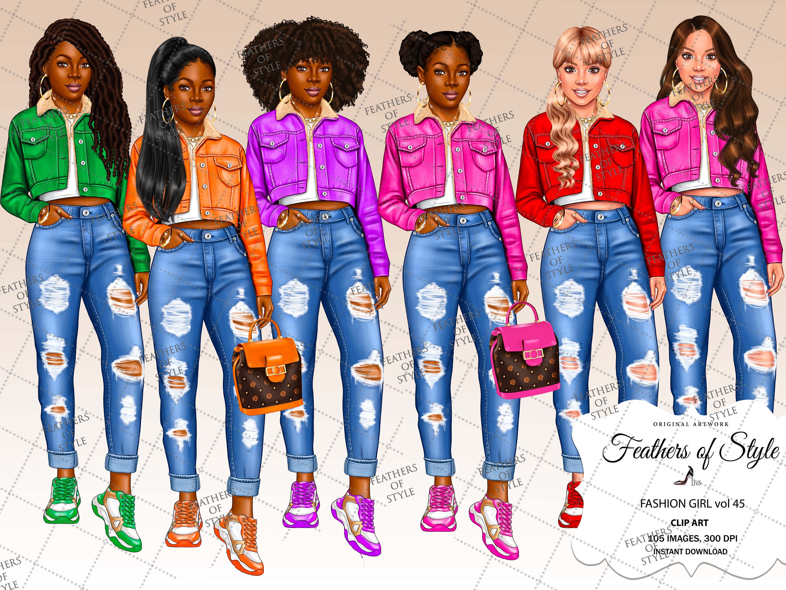 African American Teenage Girl Clipart