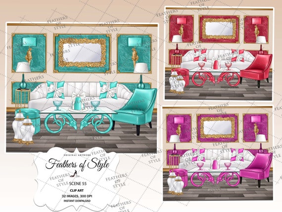 Background Scene Living Room Clipart Living Room Scene - Etsy