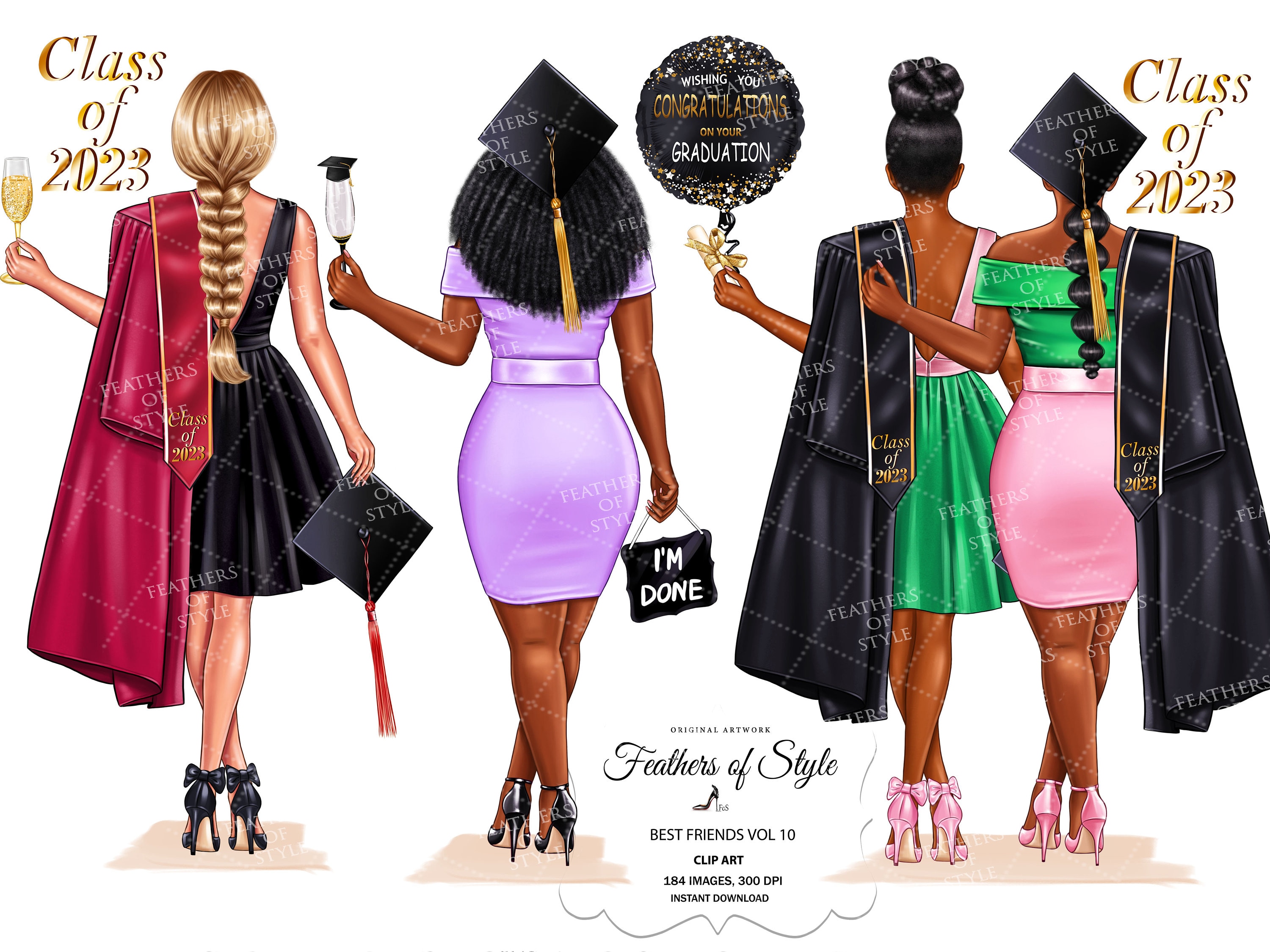 Graduation Clipart Graduating Girls Planner Stickers School - Etsy UK