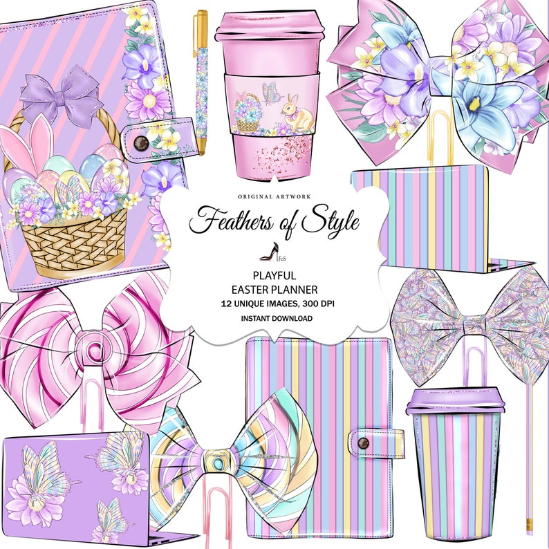 Easter Clipart, Easter Planner Clipart, Bow Paperclips, Spring ...