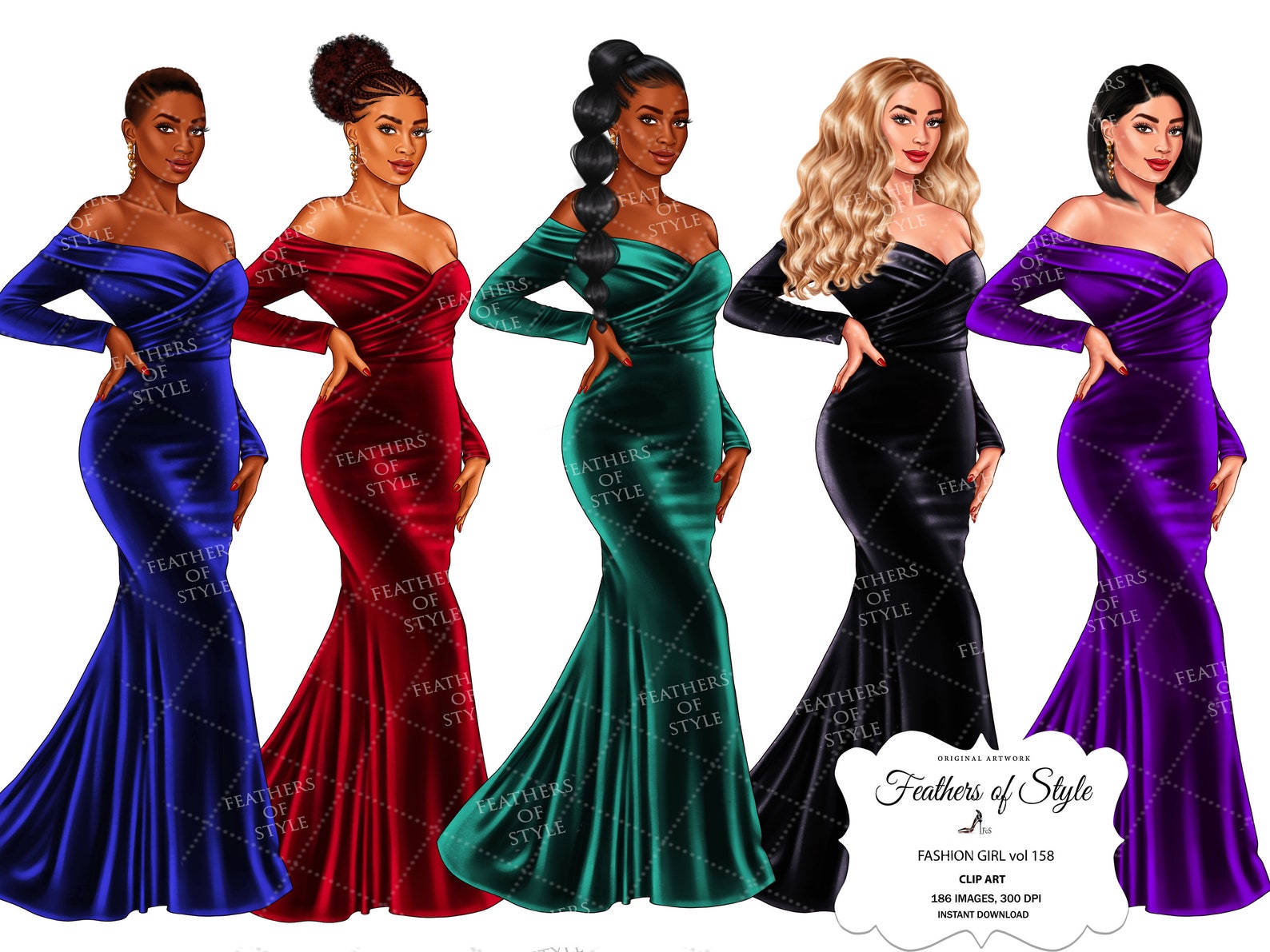 Fashion Lady Clipart, NYE Party Lady Clipart, Classy Lady Clipart, Boss ...