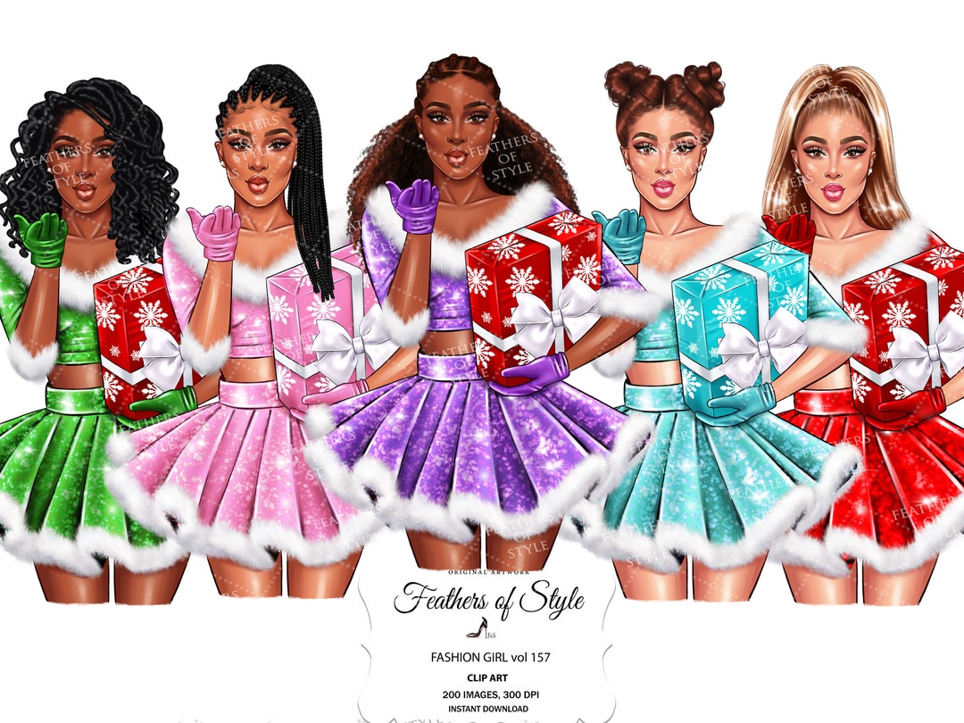 Christmas Girl Clipart, Christmas Clipart, Santa Girl Clipart, Holiday ...