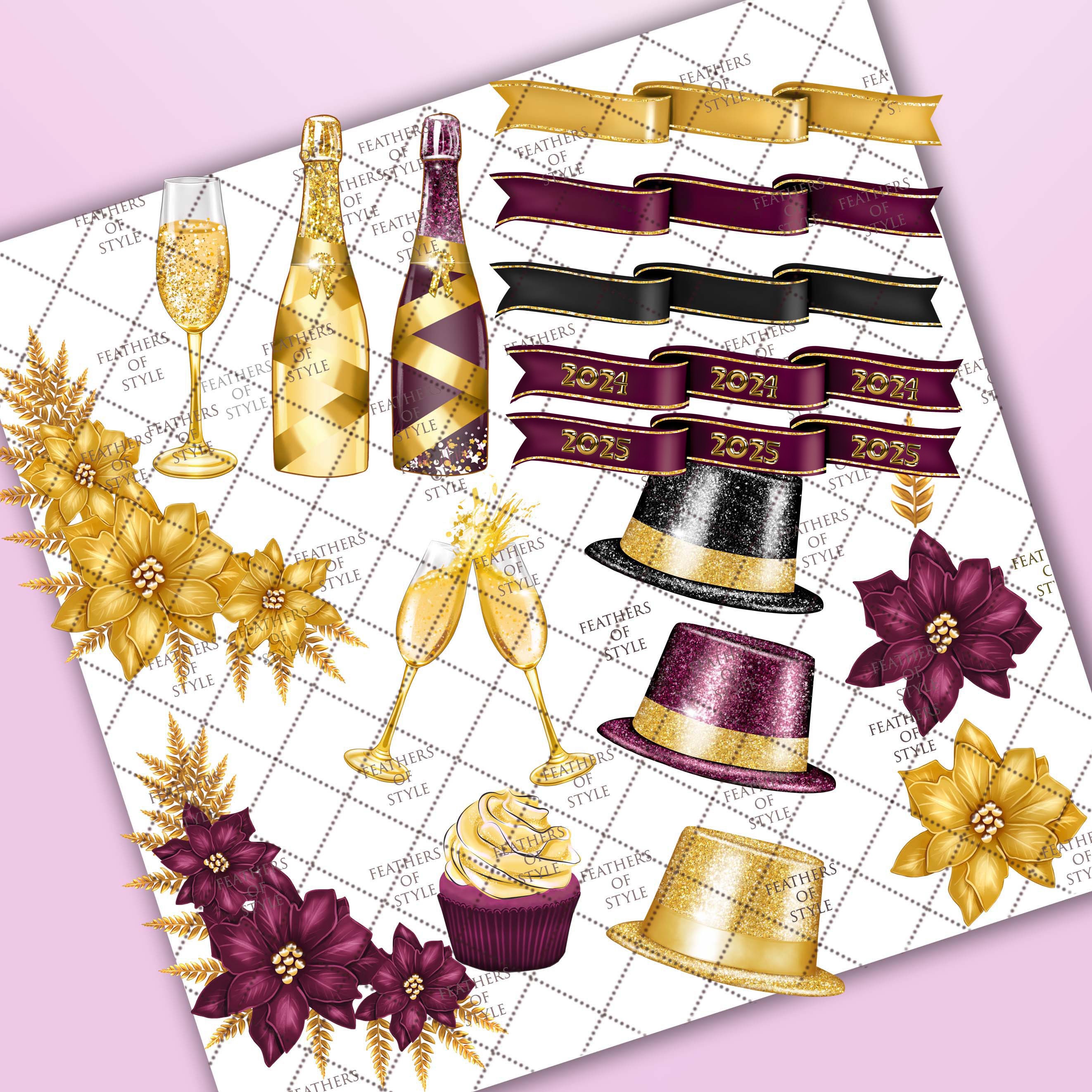 New Year Clipart, Party Clipart, NYE Clip Art, New Years Eve Clipart ...