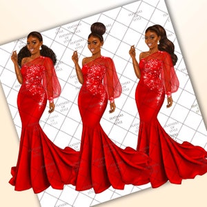 Fashion Girls Clipart, the Lady in Red Clipart, Women in Red Clipart ...