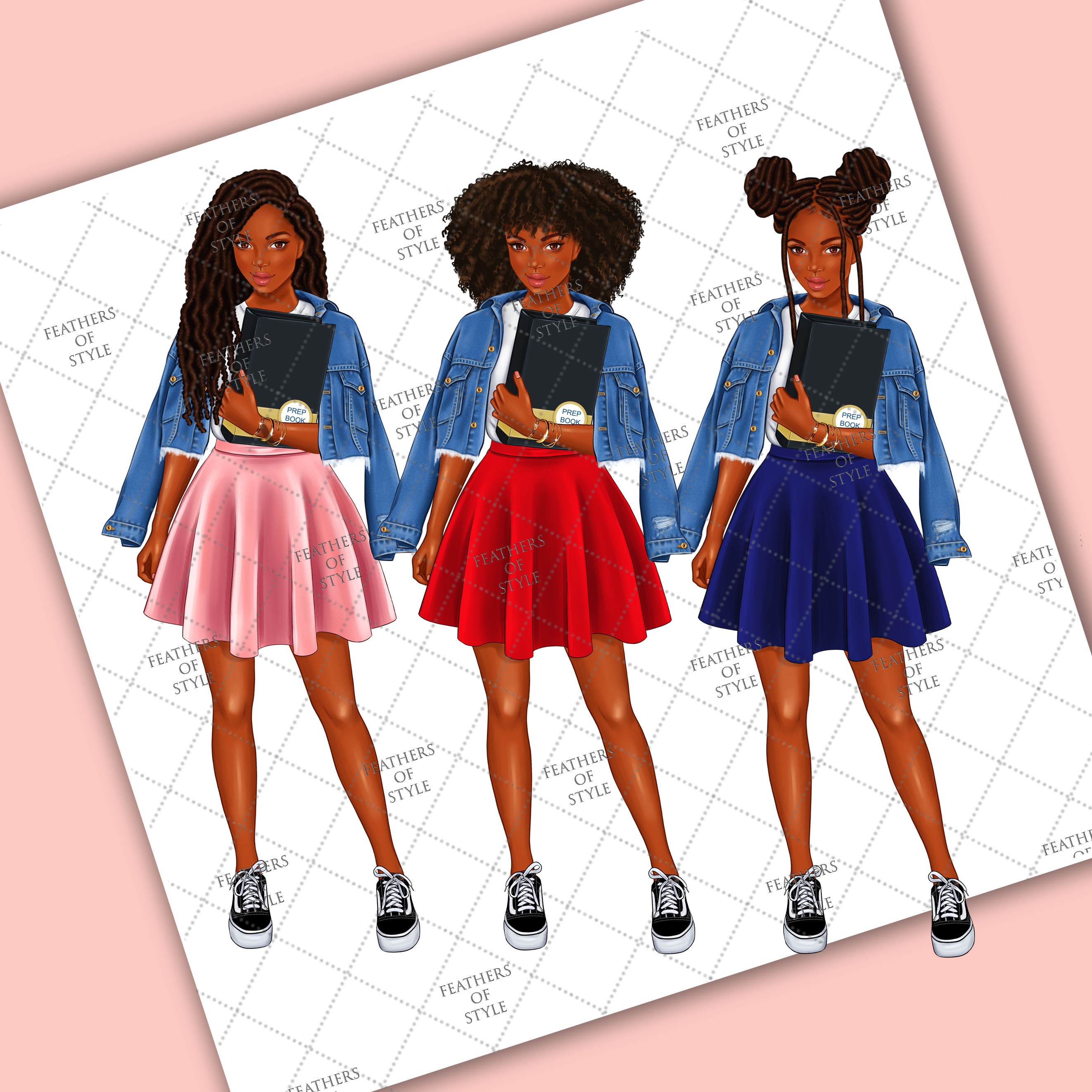 School Girl Clipart Student Girl Clipart Fashion Girl | Etsy