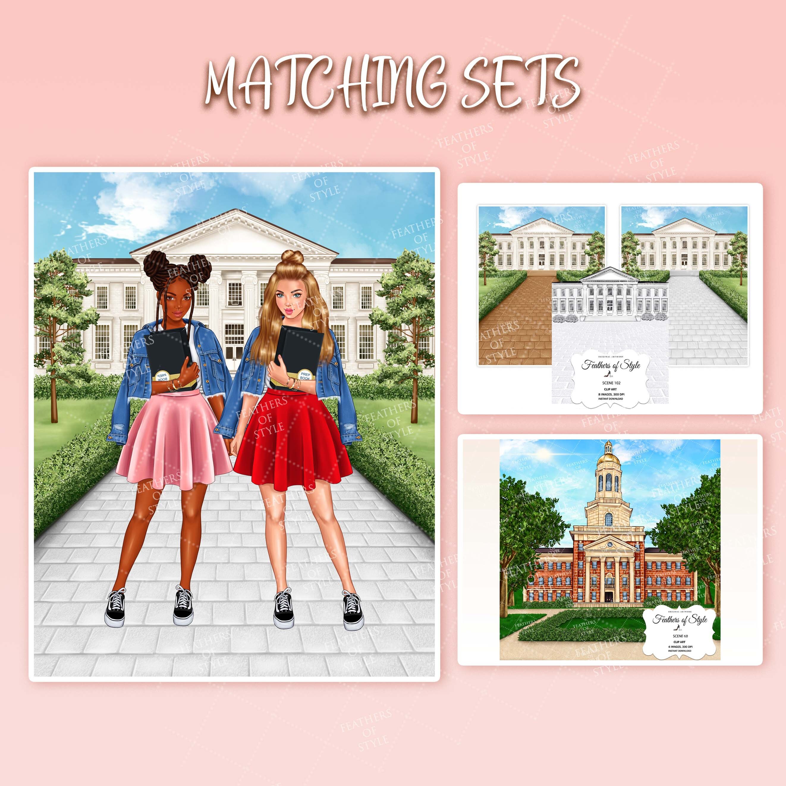 School Girl Clipart, Student Girl Clipart, Fashion Girl Clipart, Denim ...