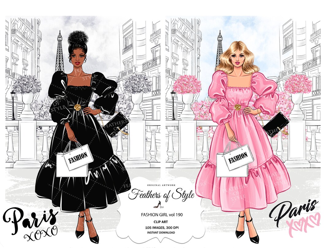 Paris Girls Clipart Spring Fashion Clipart Fashion Girl Clipart ...