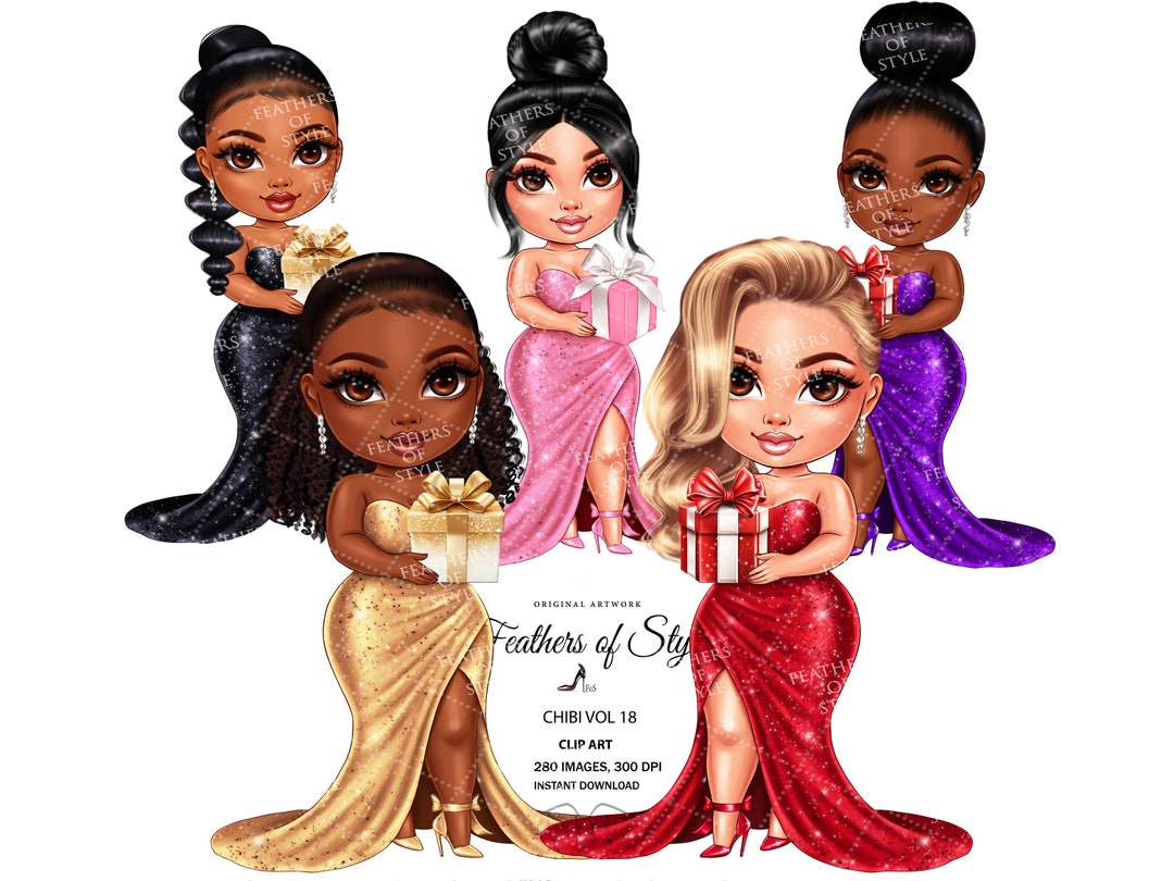 Party Chibi Doll Clipart, Chibi Doll Png, New Year Chibi Girl Clipart ...