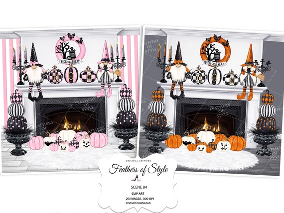 Halloween Scene Halloween Clipart Halloween Illustration - Etsy