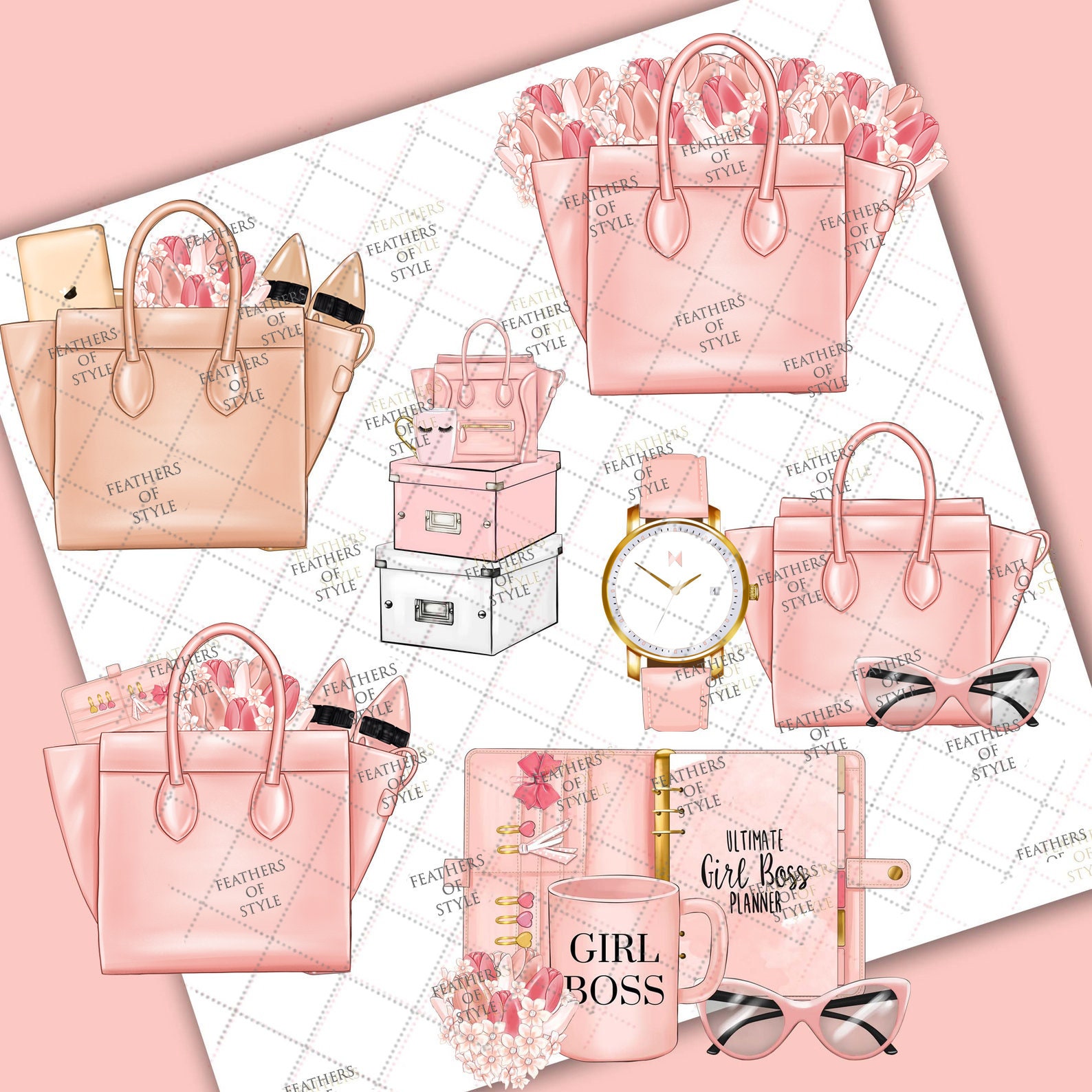 Planner Girl Clipart, Fashion Girl Clipart, Boss Girl, Girlboss Boss ...