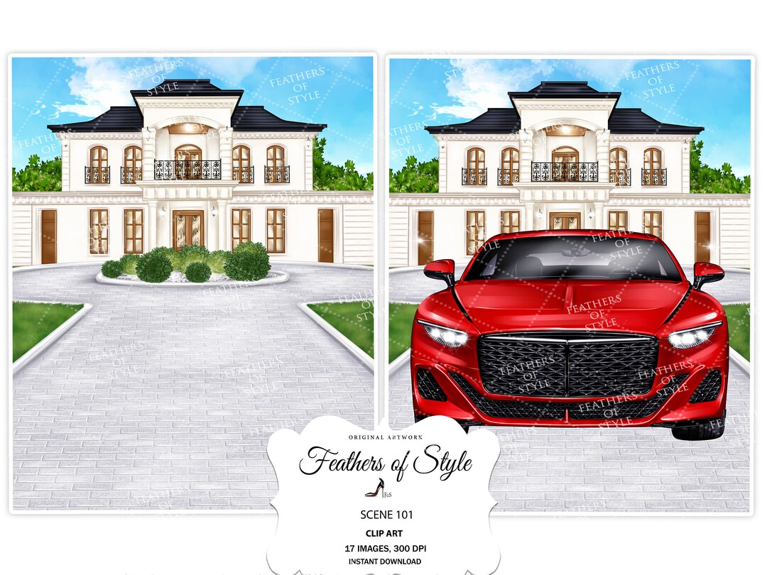 House Scene, House Illustration, House Background, Car Illustration ...