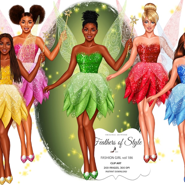 Dark Skin Fairy Clipart - Etsy