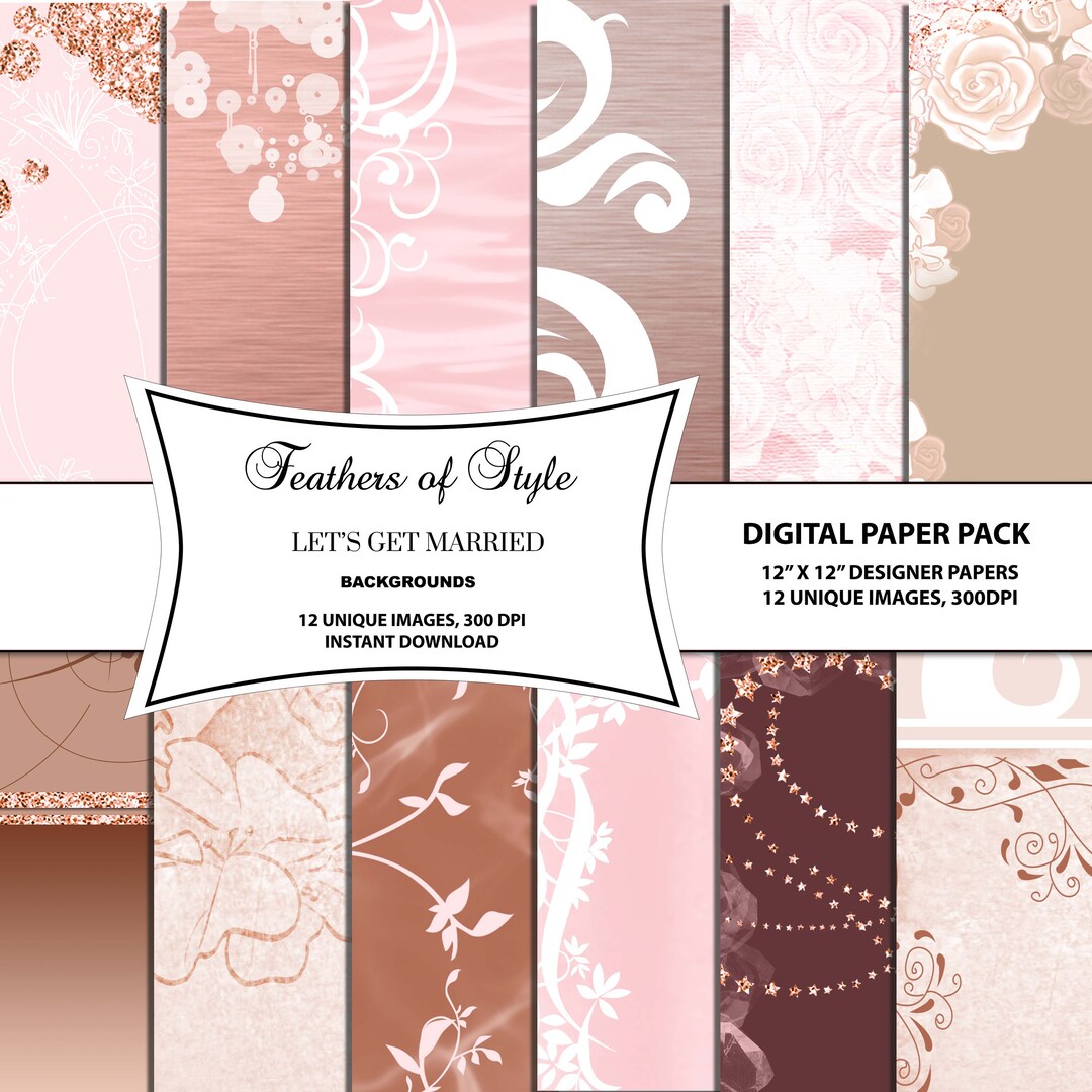 Wedding Digital Paper, Bridal Patterns for Wedding Invite, Save the ...