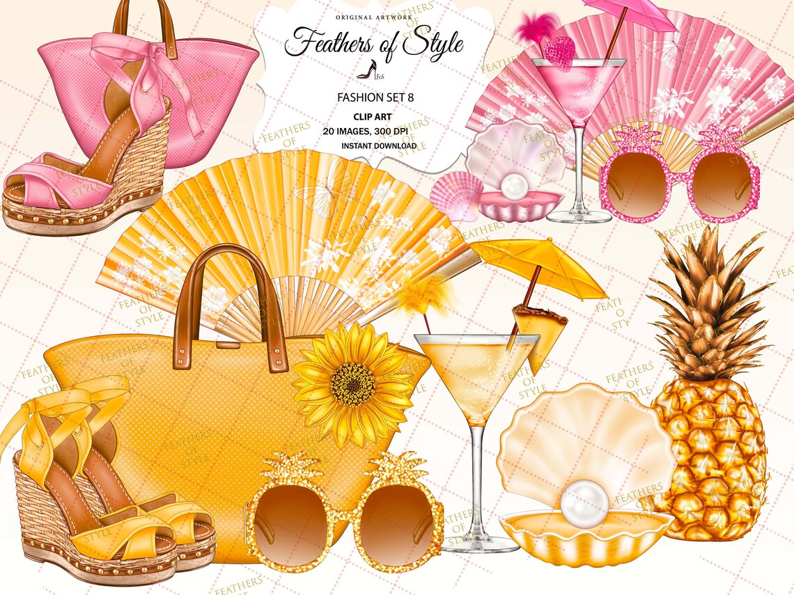 Summer Fashion Accessories Clipart, Summer Fashion Clipart, Fashion ...