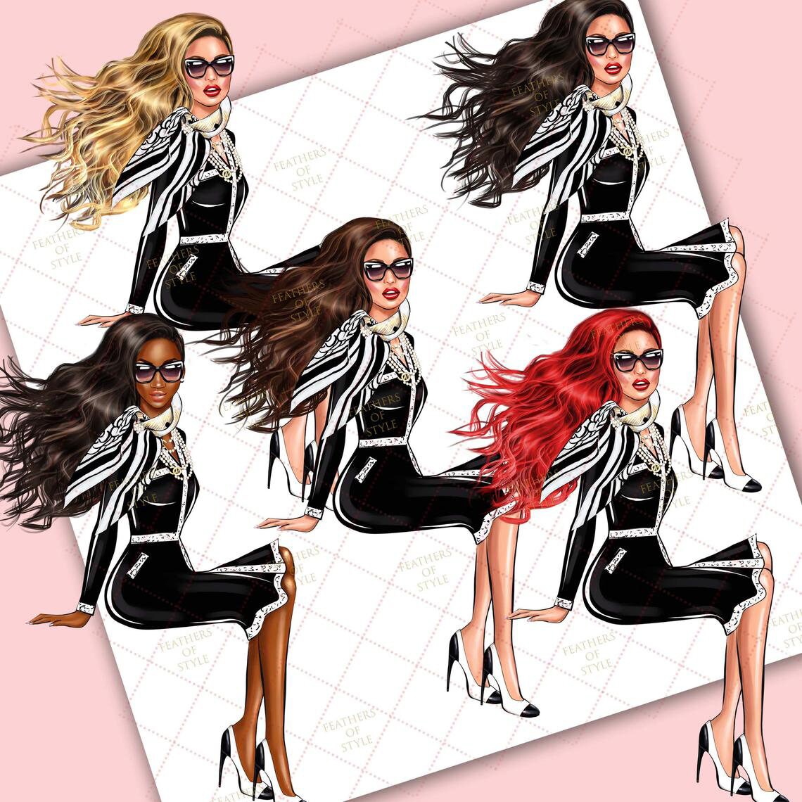Fashion Girls Clipart, Women in Black Clipart, Little Black Dress ...