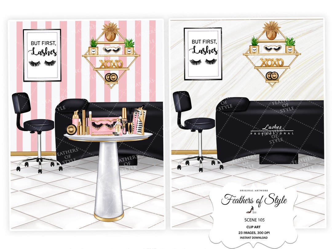 Lash Tech Salon Illustration, Eyelash Beauty Salon Clipart, Eyelash ...