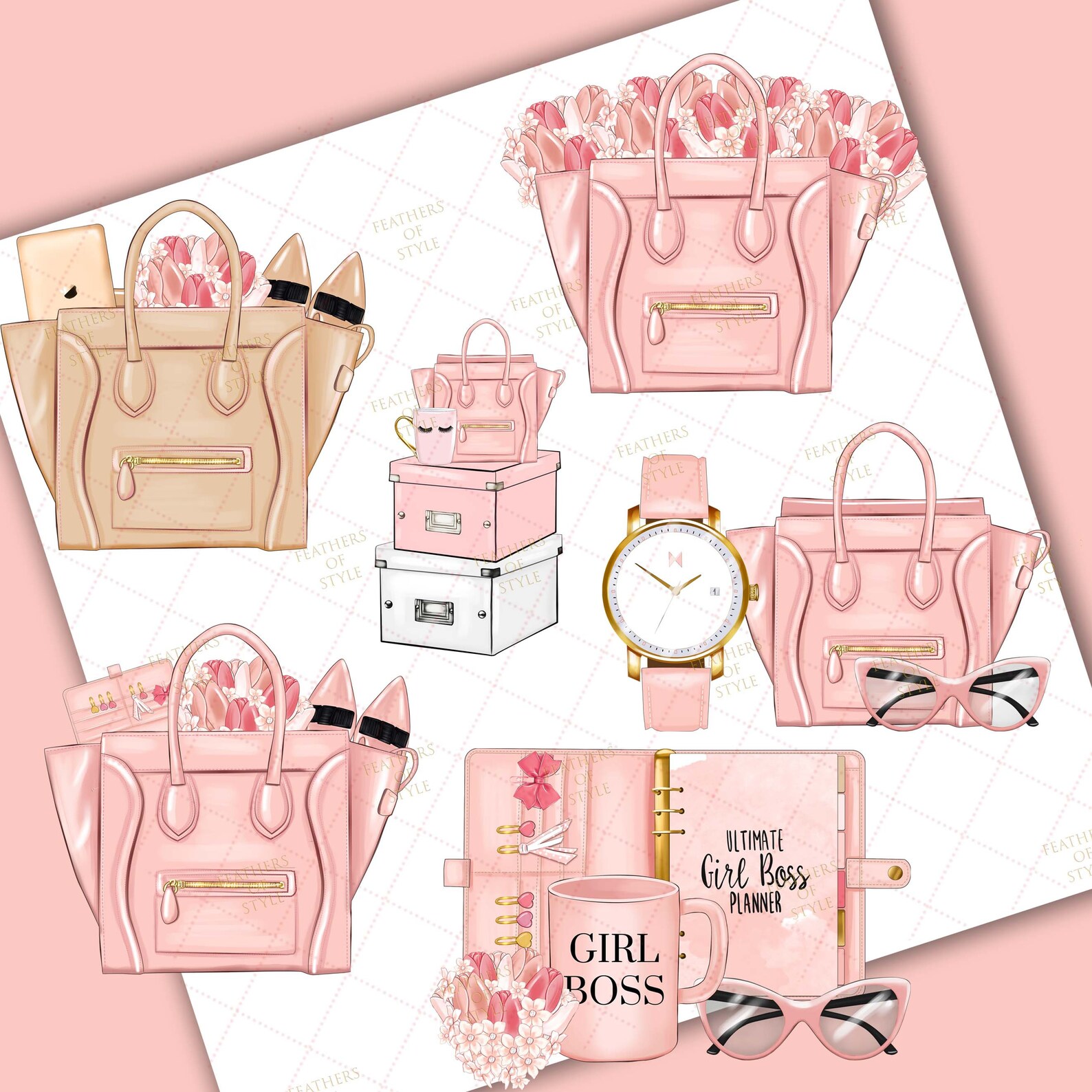 Planner Girl Clipart Fashion Girl Clipart Boss Girl | Etsy UK