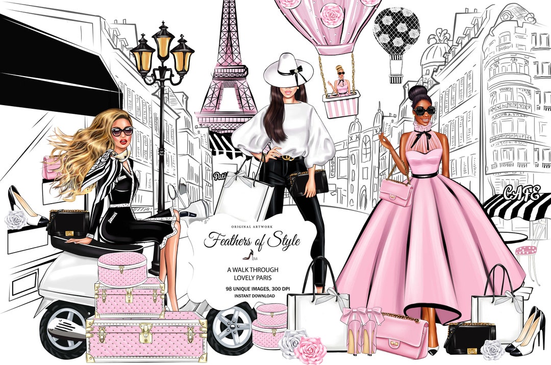 Paris Girls Clipart Spring Fashion Clipart Fashion Girl Clipart ...
