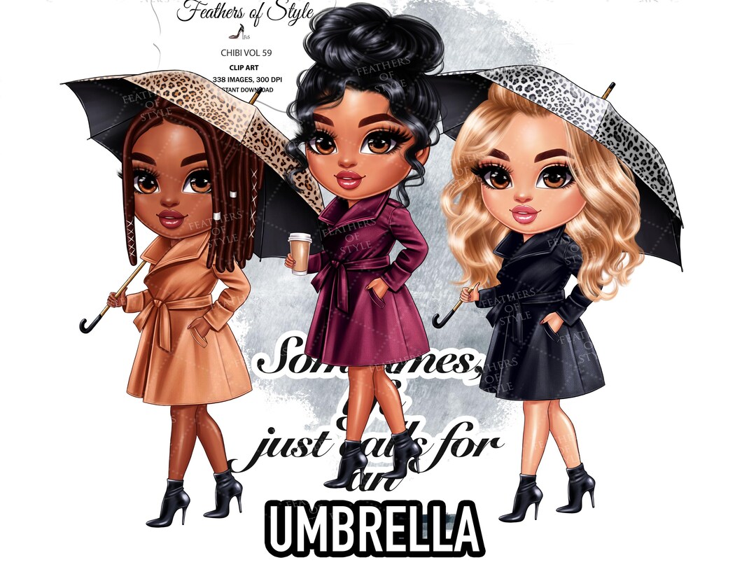 Autumn Chibi Doll Clipart, Rain Chibi Doll Png, Umbrella Chibi Girl ...