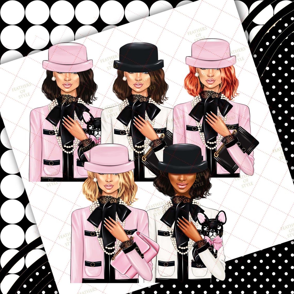 Paris Girls Clipart Spring Fashion Clipart Fashion Girl - Etsy