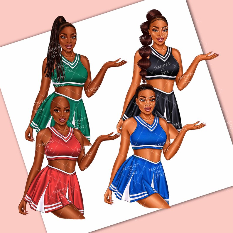 Cheerleaders Clipart, Sports Team Clipart, Girl Team Clipart, Planner ...