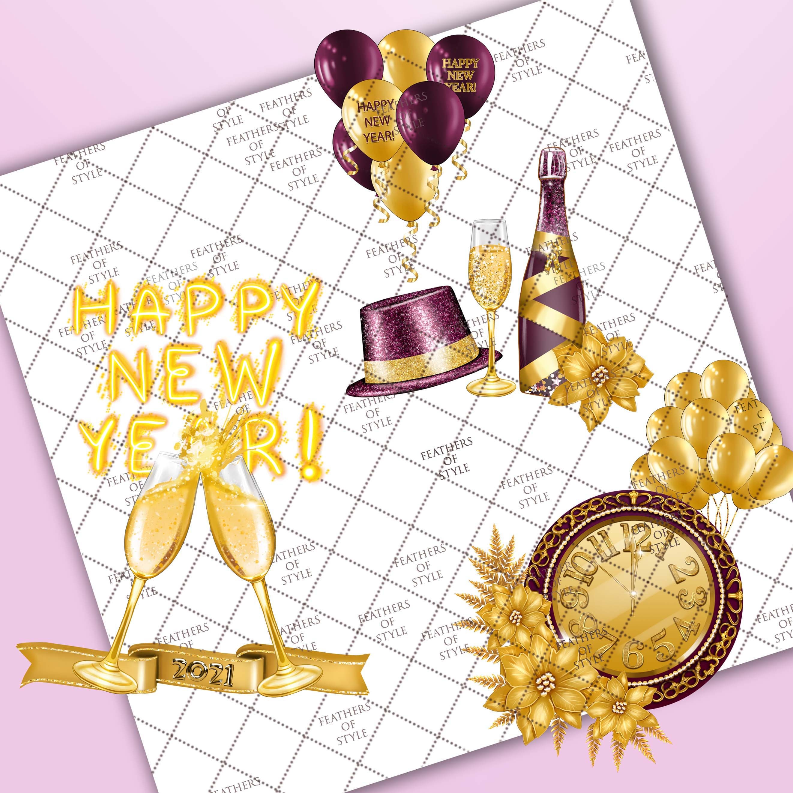 New Year Clipart Party Clipart NYE clip art New Years Eve | Etsy