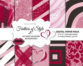 Valentines Day Digital Scrapbook Love Backgrounds Valentine | Etsy