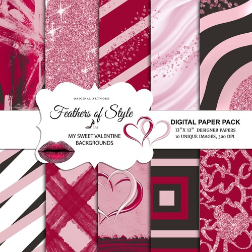 Valentines Day Digital Scrapbook Love Backgrounds Valentine | Etsy