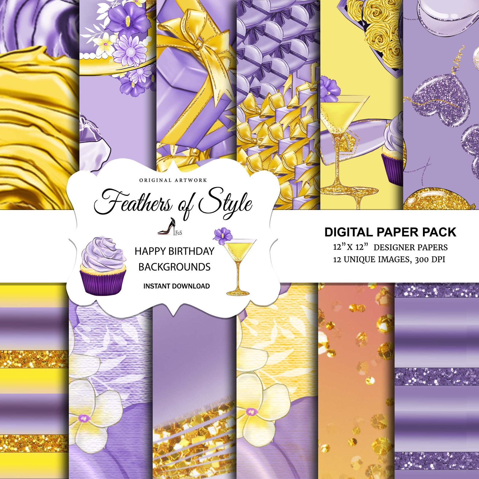 Sping Digital Paper Party Background Spring Patterns Happy Birthday ...