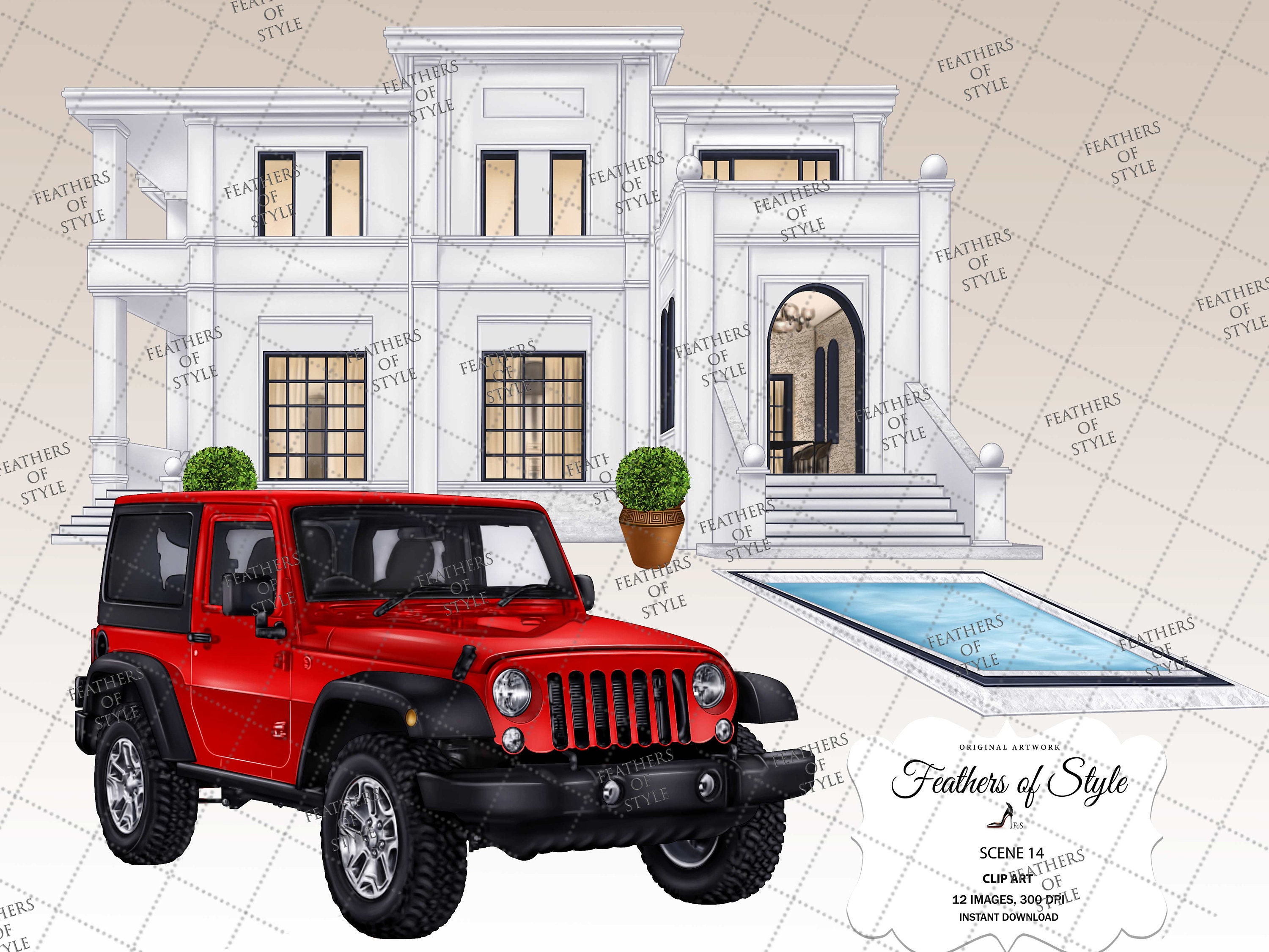 House Scene House Illustration House Background Car - Etsy