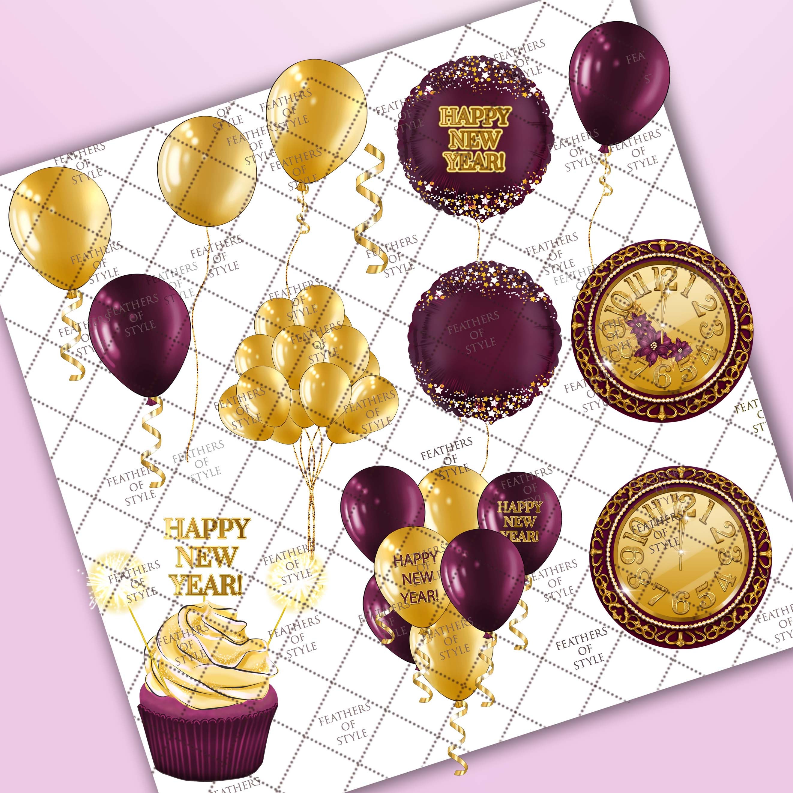 New Year Clipart, Party Clipart, NYE Clip Art, New Years Eve Clipart ...