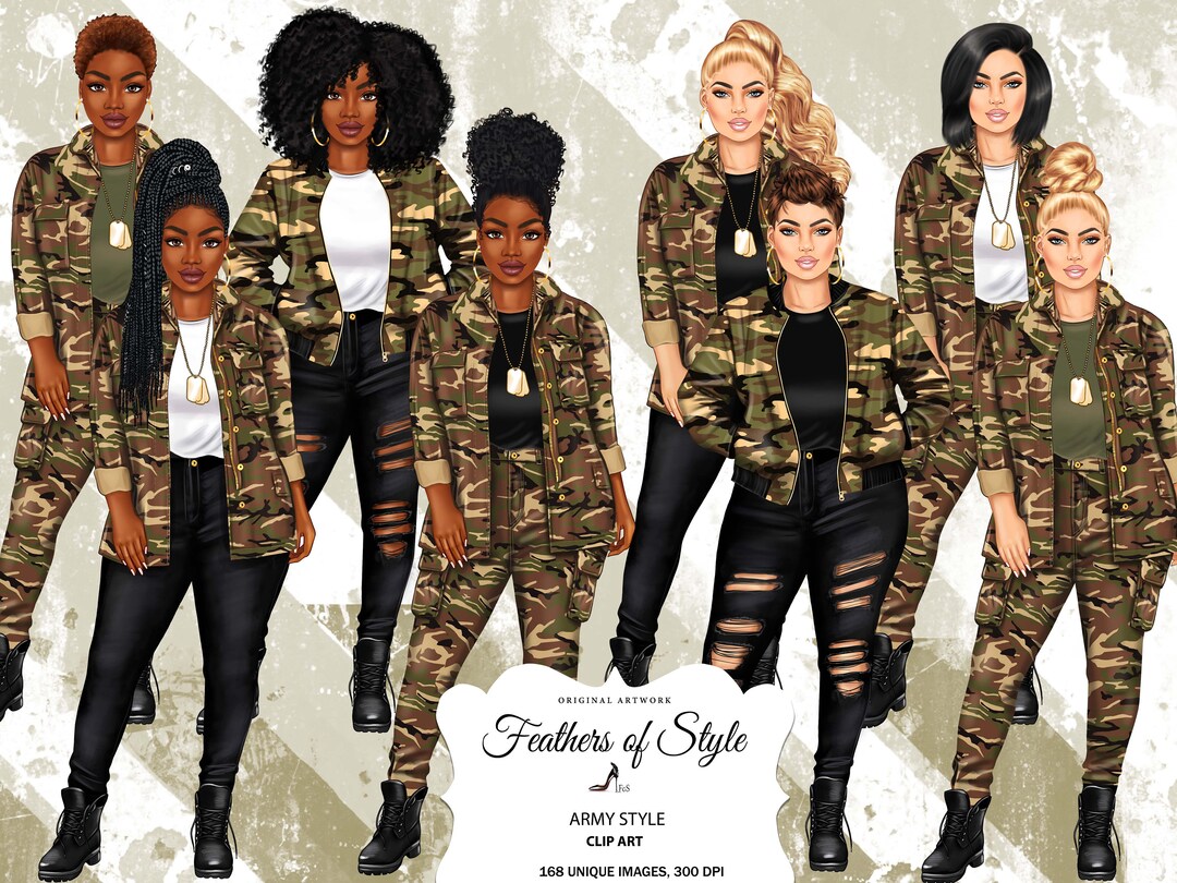 Army Clipart, Military Woman Clipart, Fashion Girl Clipart, Veteran Day ...