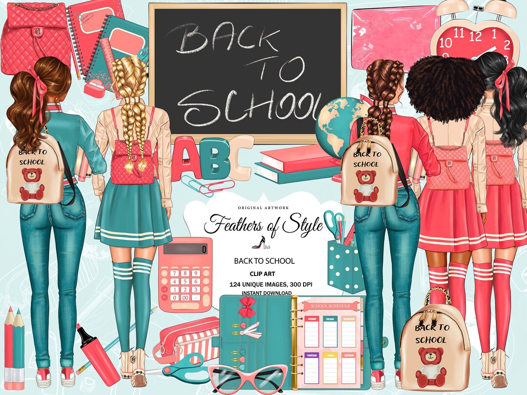 Back to School Clipart, Schoolgirl Clipart, School Time Clipart, School ...