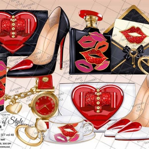 Happy Valentine Fashion Set, Love Clipart, Fashion Accessories Clipart ...