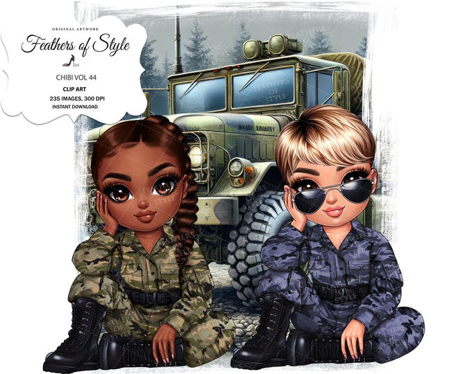 Chibi African American US Army Soldier Clipart Bundle (20 PNG) - Etsy ...