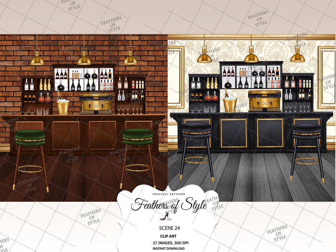 Bar scene Bar illustration Bar clipart Bar background | Etsy